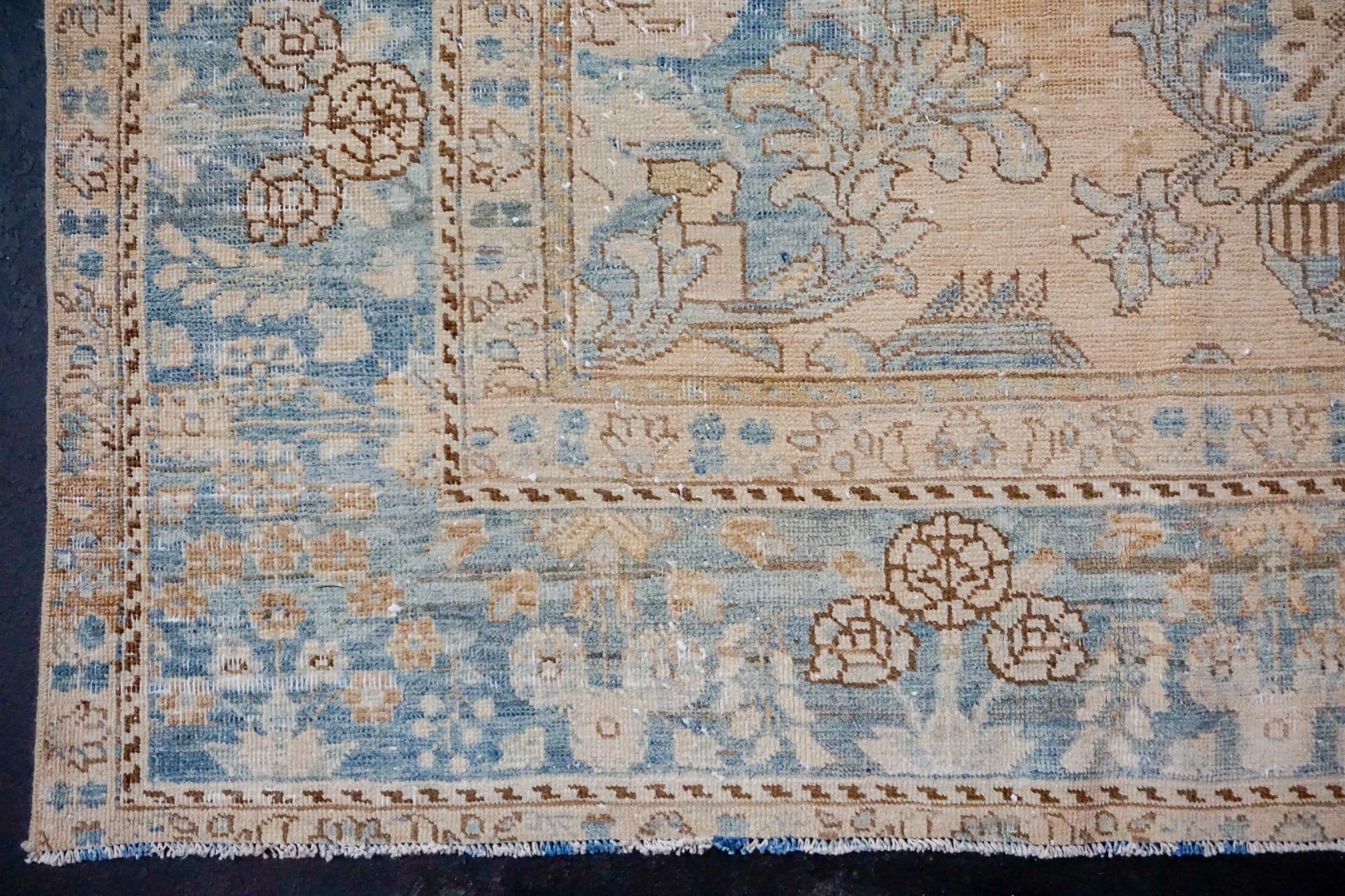 7’ X 10’1 Classic Vintage Rug Muted Blue + Blush-beige Carpet - Etsy