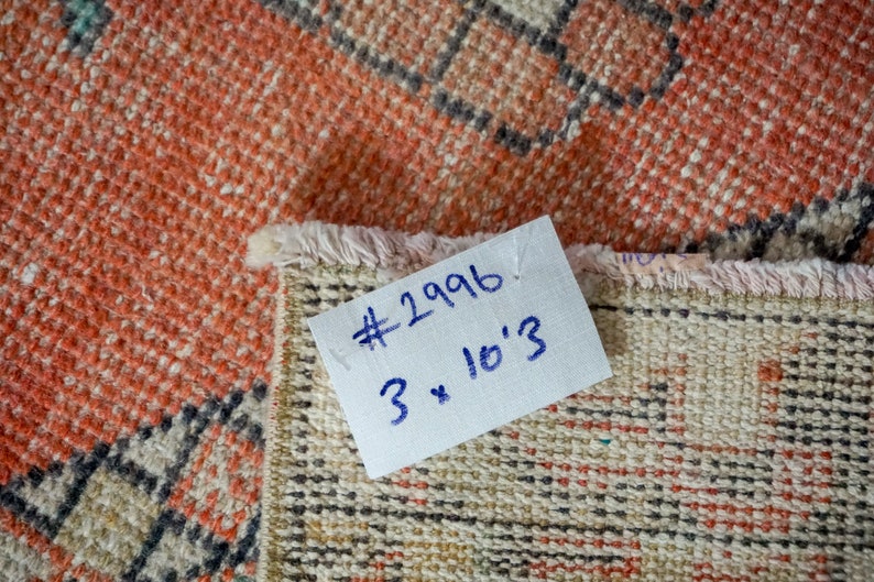 3 X 103 Vintage Turkish Runner Muted Coral Red Charcoal and - Etsy