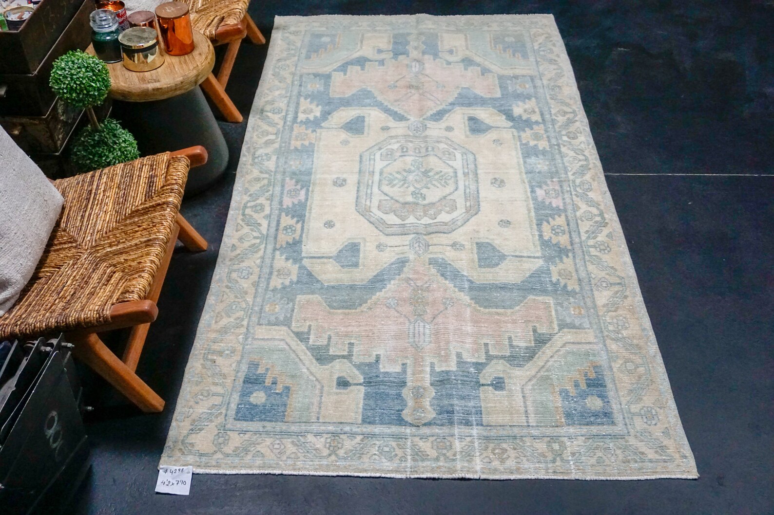 42 X 710 Classic Vintage Rug Green Blue & Pink SB - Etsy