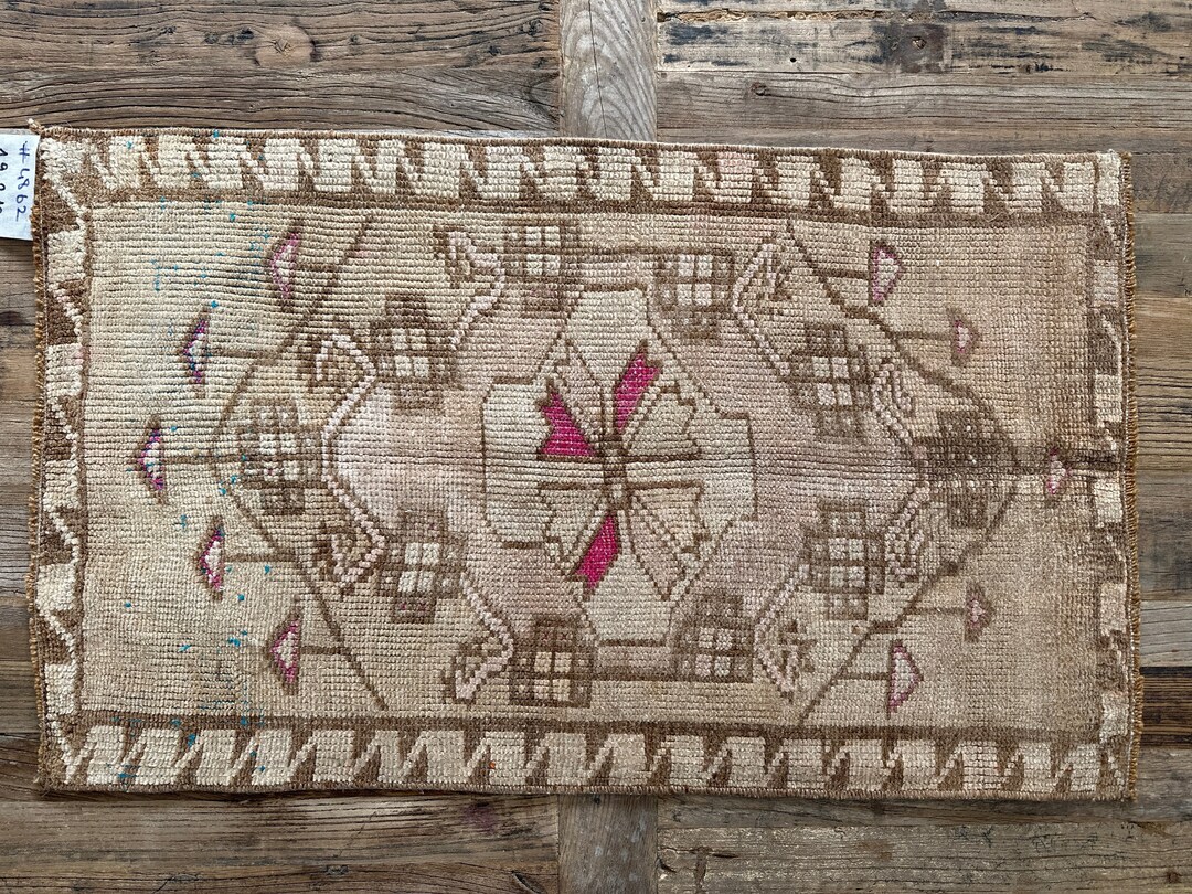 1’9 X 2’10 Antique Kars Rug Muted Camel Beige, Turquoise & Rose - Etsy