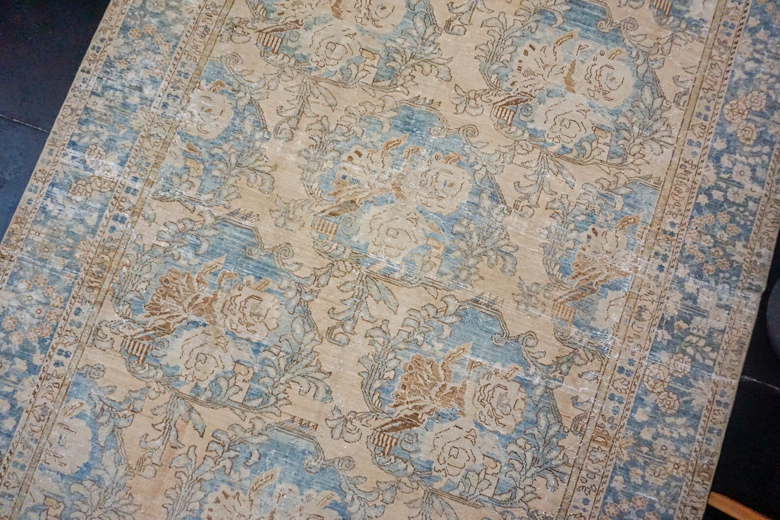 7’ X 10’1 Classic Vintage Rug Muted Blue + Blush-beige Carpet - Etsy
