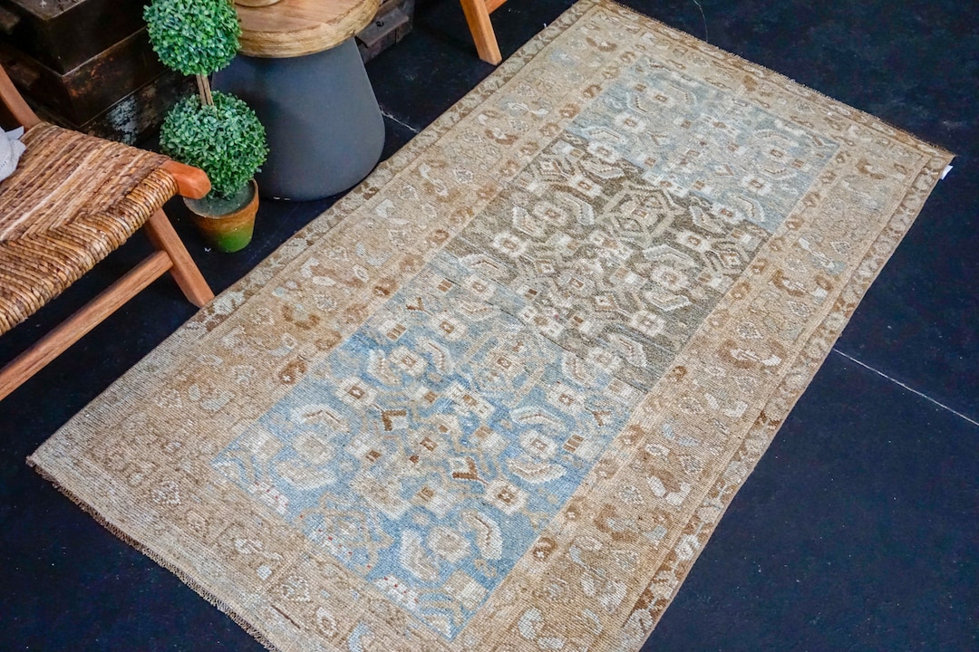 3’6 X 6’3 Classic Antique Rug Muted Camel, Blue + Brown Carpet - Etsy