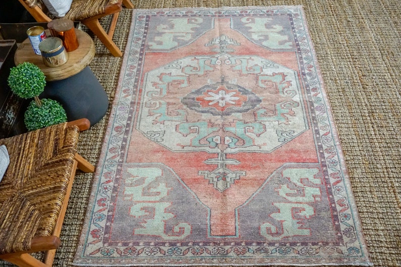 44 X 610 Oushak Rug Muted Red Mint Green and Purple-gray - Etsy