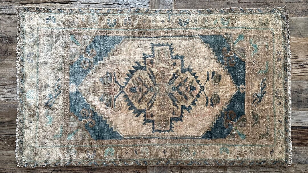 19 X 3 Antique Turkish Taspinar Rug Muted Camel Beige & Teal - Etsy