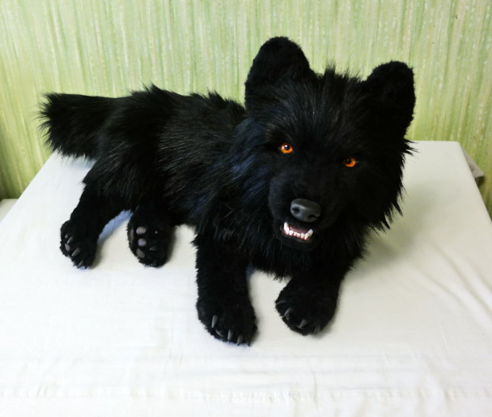 Realistic plush black wolf Pet portrait plush Collectible pet | Etsy