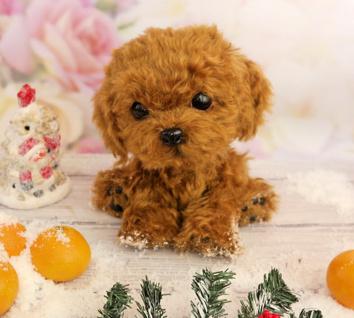 Realistic plush poodle puppy Pet portrait Collectible pet toy | Etsy
