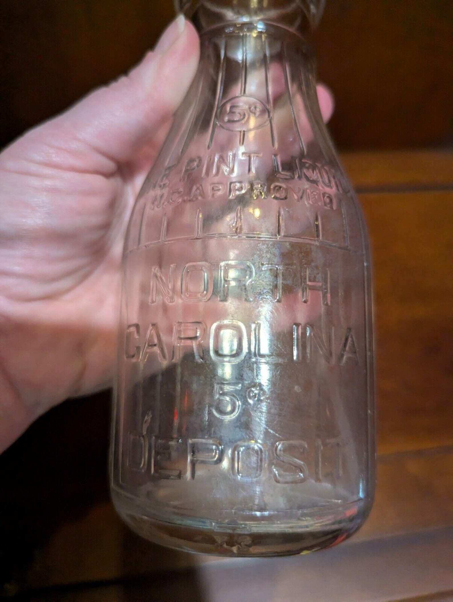 North Carolina Liquid Bottle One Pint NC Approved 5 Cent Deposit Milk ...