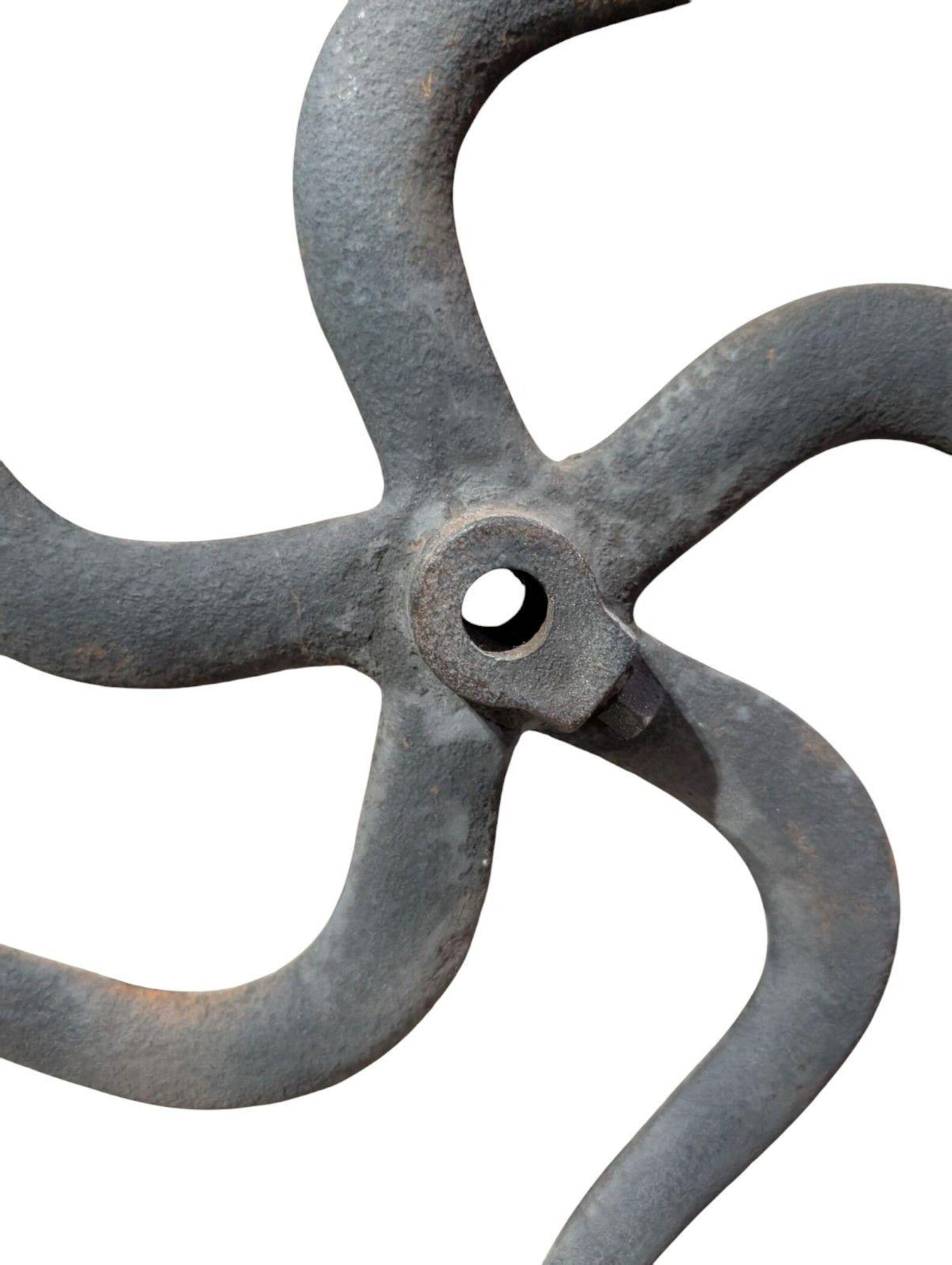 Antique Cast Iron Hand Crank Flywheel Pulley Wheel - 21 Inch Diameter ...