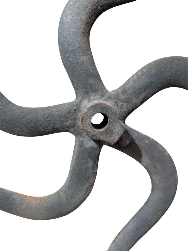 Antique Cast Iron Hand Crank Flywheel Pulley Wheel - 21 Inch Diameter ...