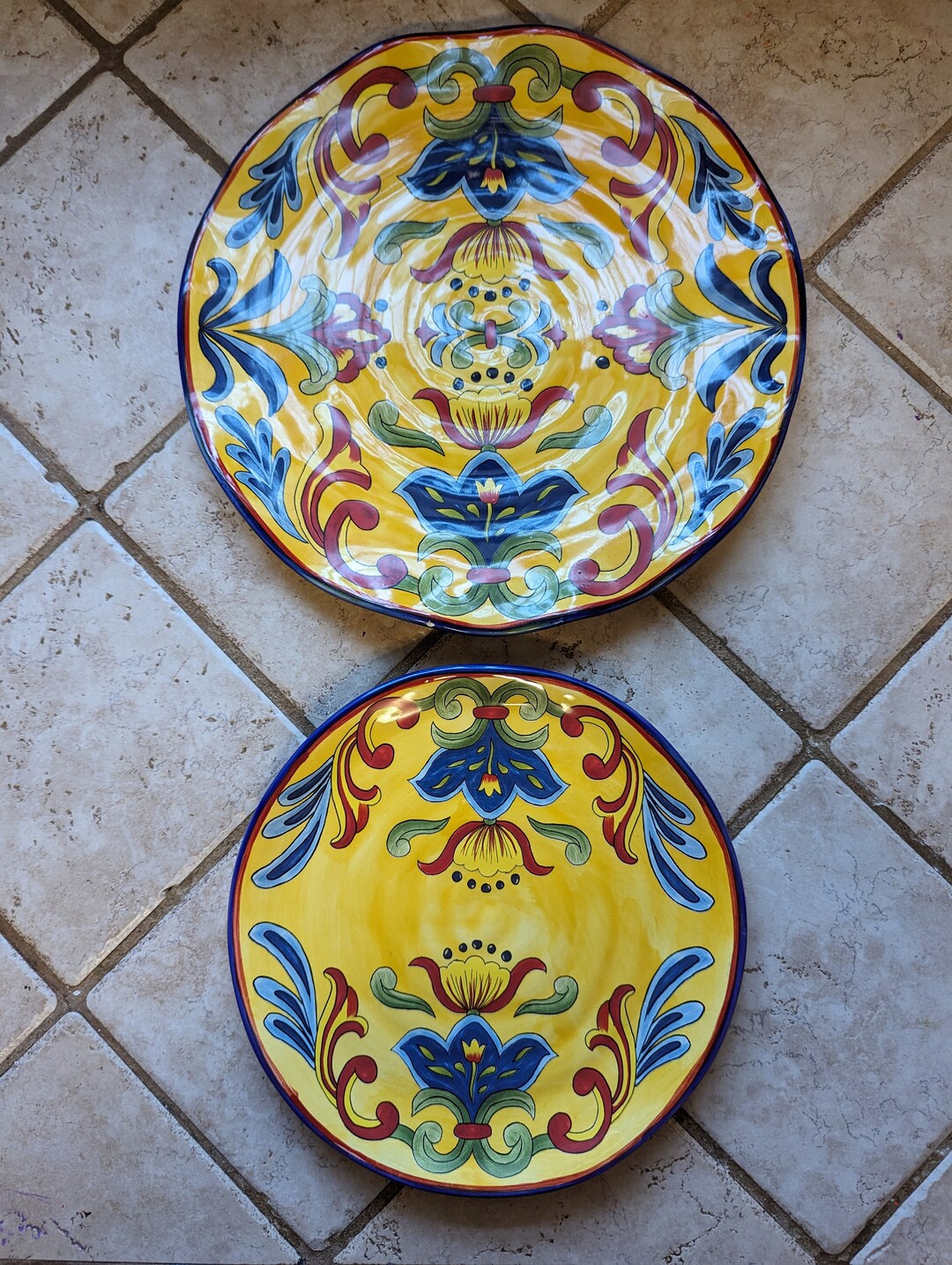 Set of 2 Maxcera Corp Yellow Mexican Talavera Style Plates - Etsy