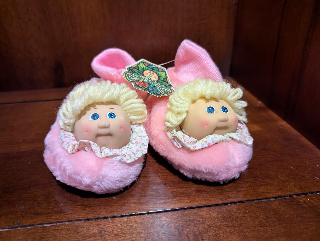 Vintage 1984 CABBAGE PATCH KIDS Pink Slippers Shoes New With Tags Hole ...