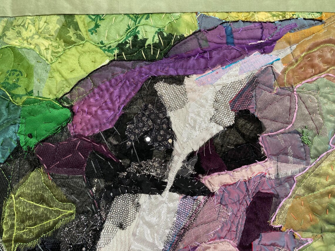 Waterfall Fabric Collage and Embroidery - Etsy