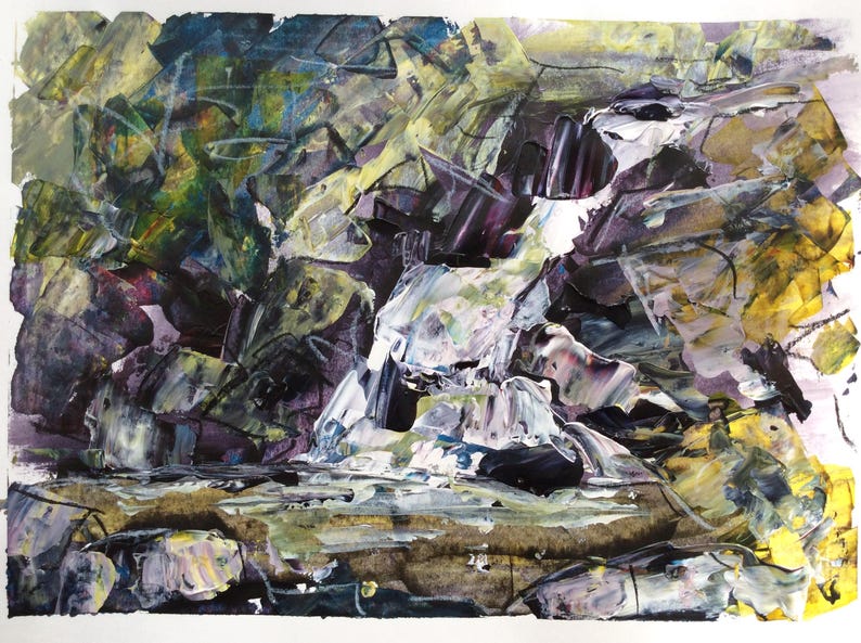 Waterfall Fabric Collage and Embroidery - Etsy
