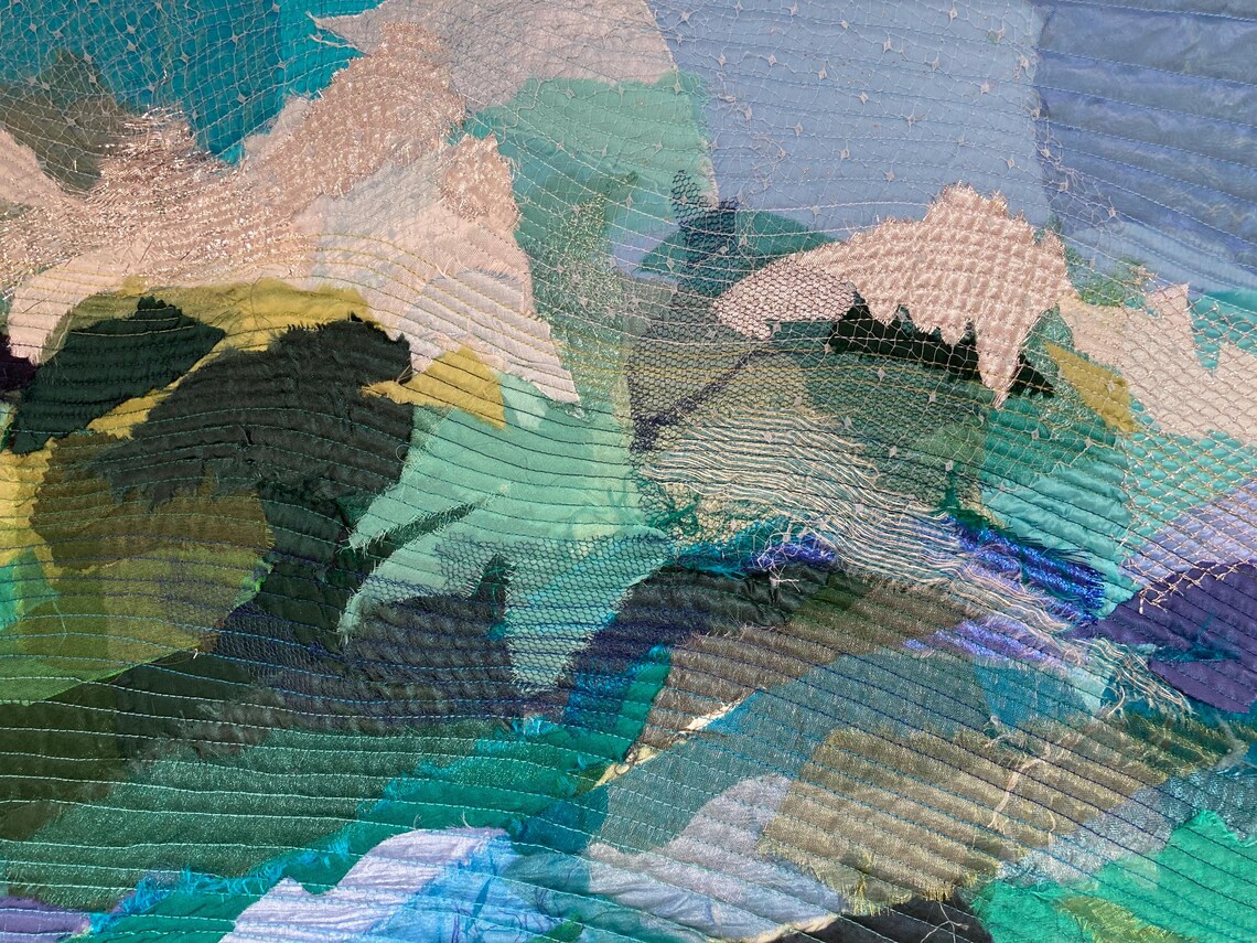 Wave Fabric Collage and Machine Embroidery - Etsy