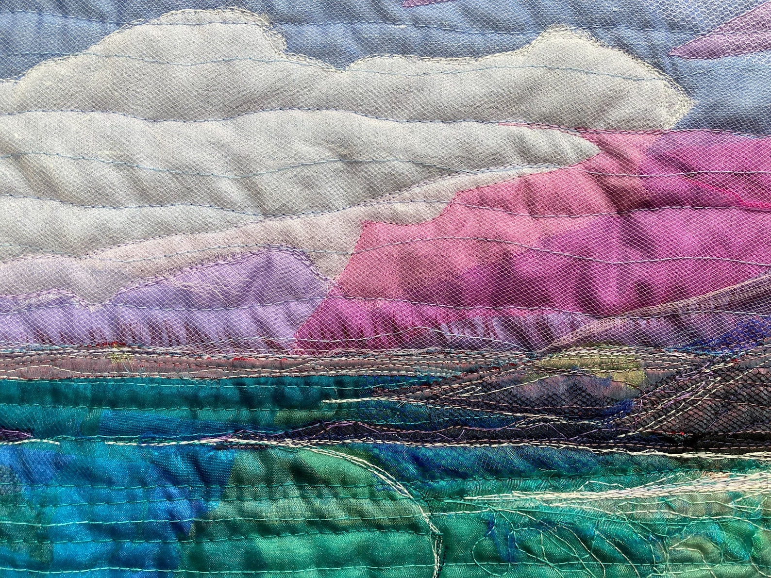 Fabric Collage and Machine Embroidery Wallhanging of Struan Beach on ...