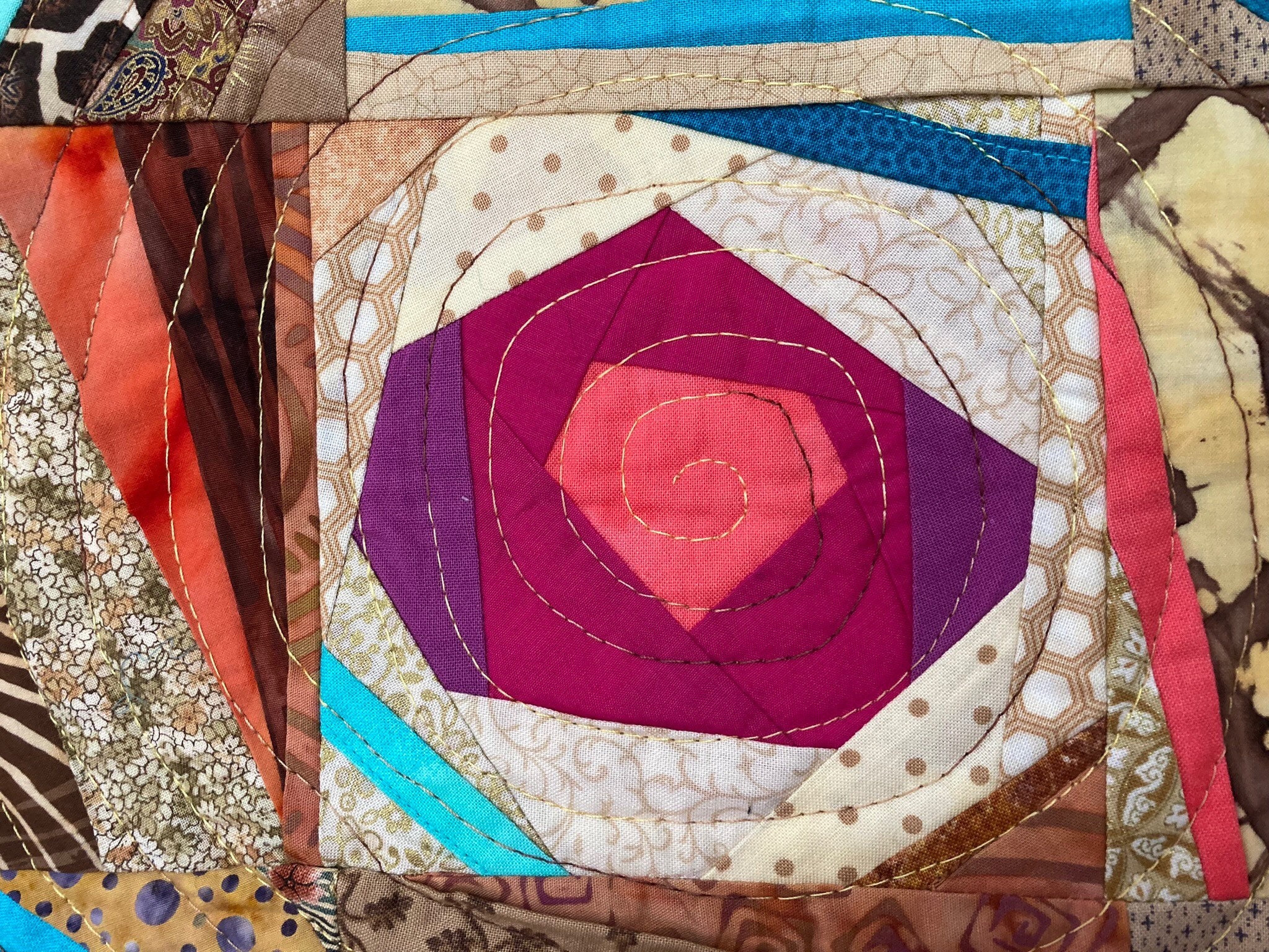 Brilliant Brown Patchwork Spiral Quilt - Etsy