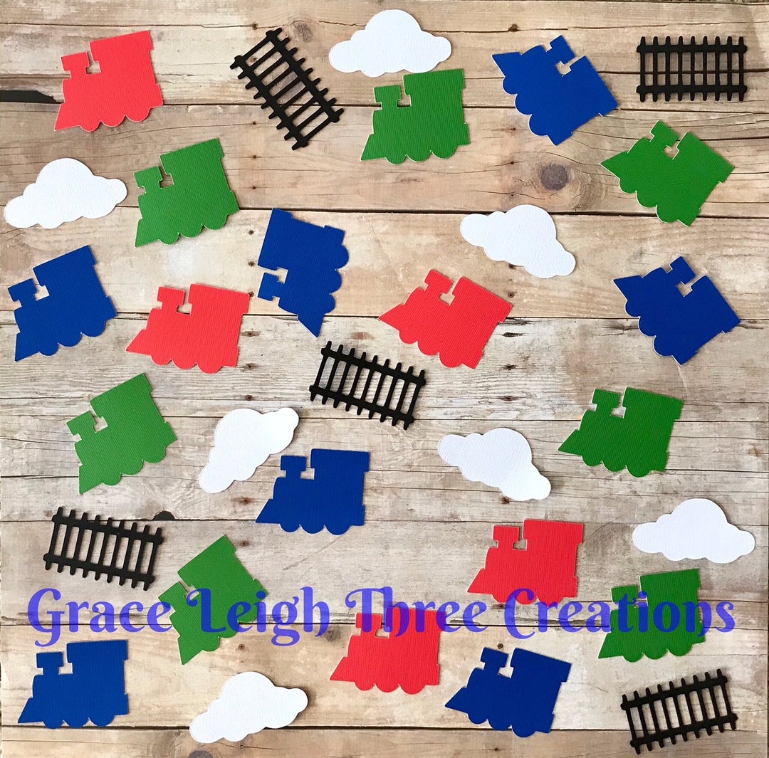 Choo Choo Train Confetti With Clouds and Railroad Tracks - Etsy