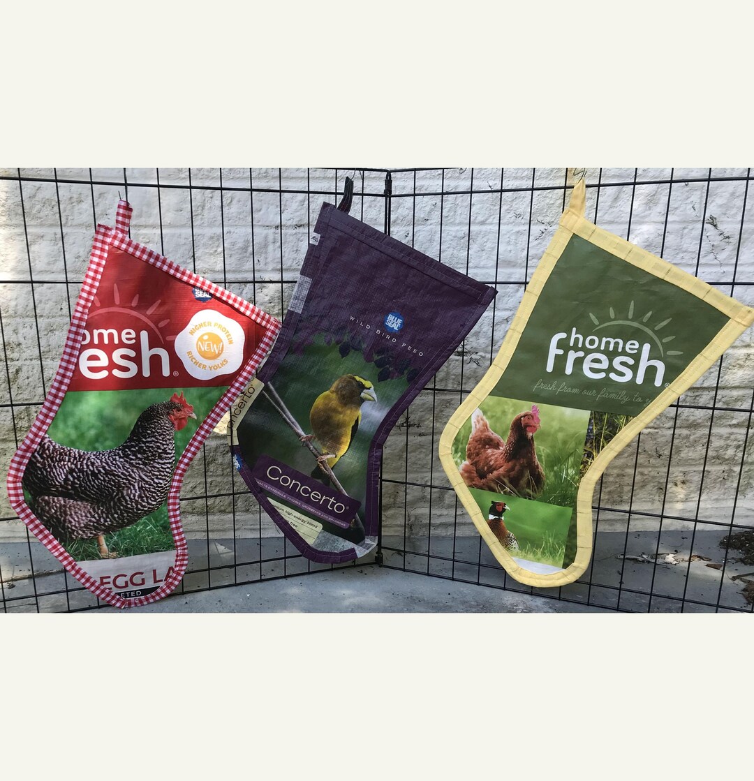 Repurposed Feed Bag Stockings, Chicken Stocking, Bird Stocking, Farm ...