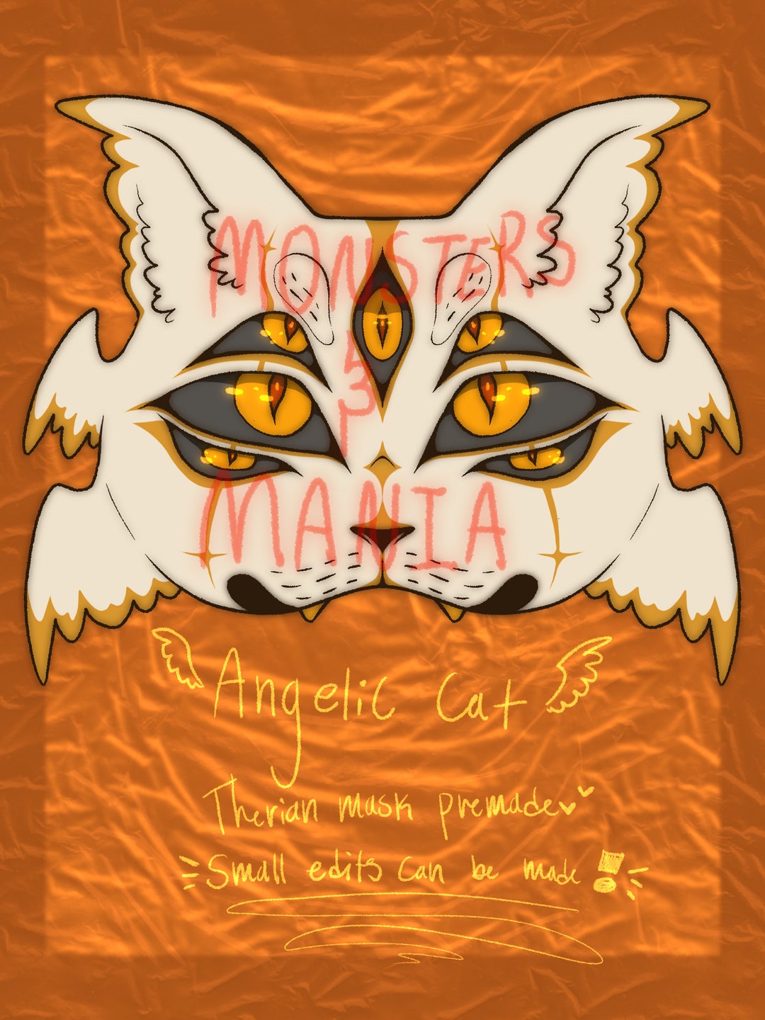 Angelic Cat Therian Mask Premade, Theriotype, Therian Mask, Therian ...