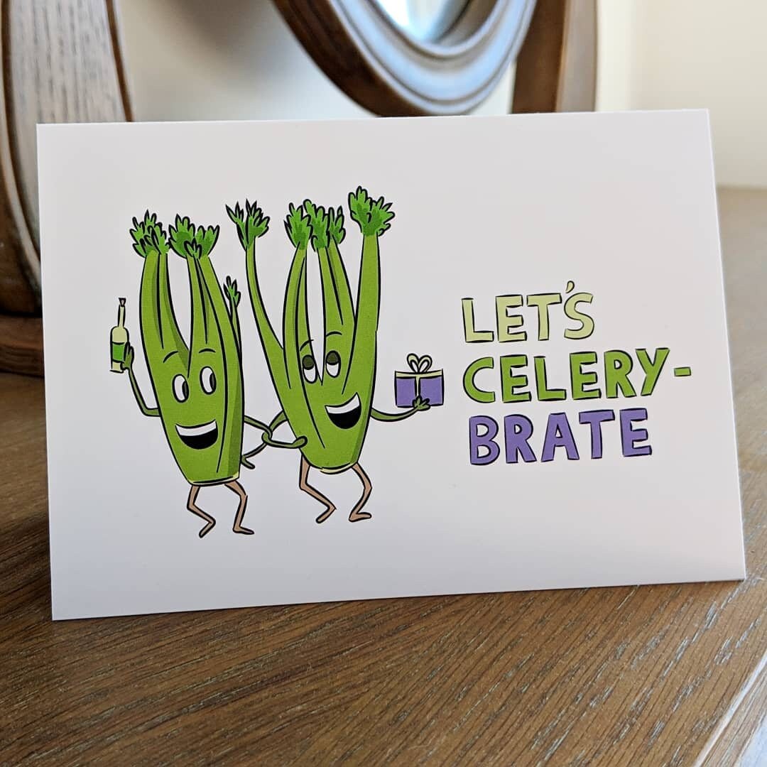 Funny Celery Birthday Card: Vegan Celebration Card, Celery Pun ...