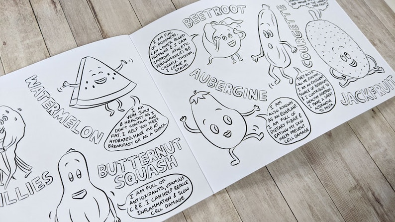 Vegan Colouring Book Plant Based Coloring Book Vegetable - Etsy