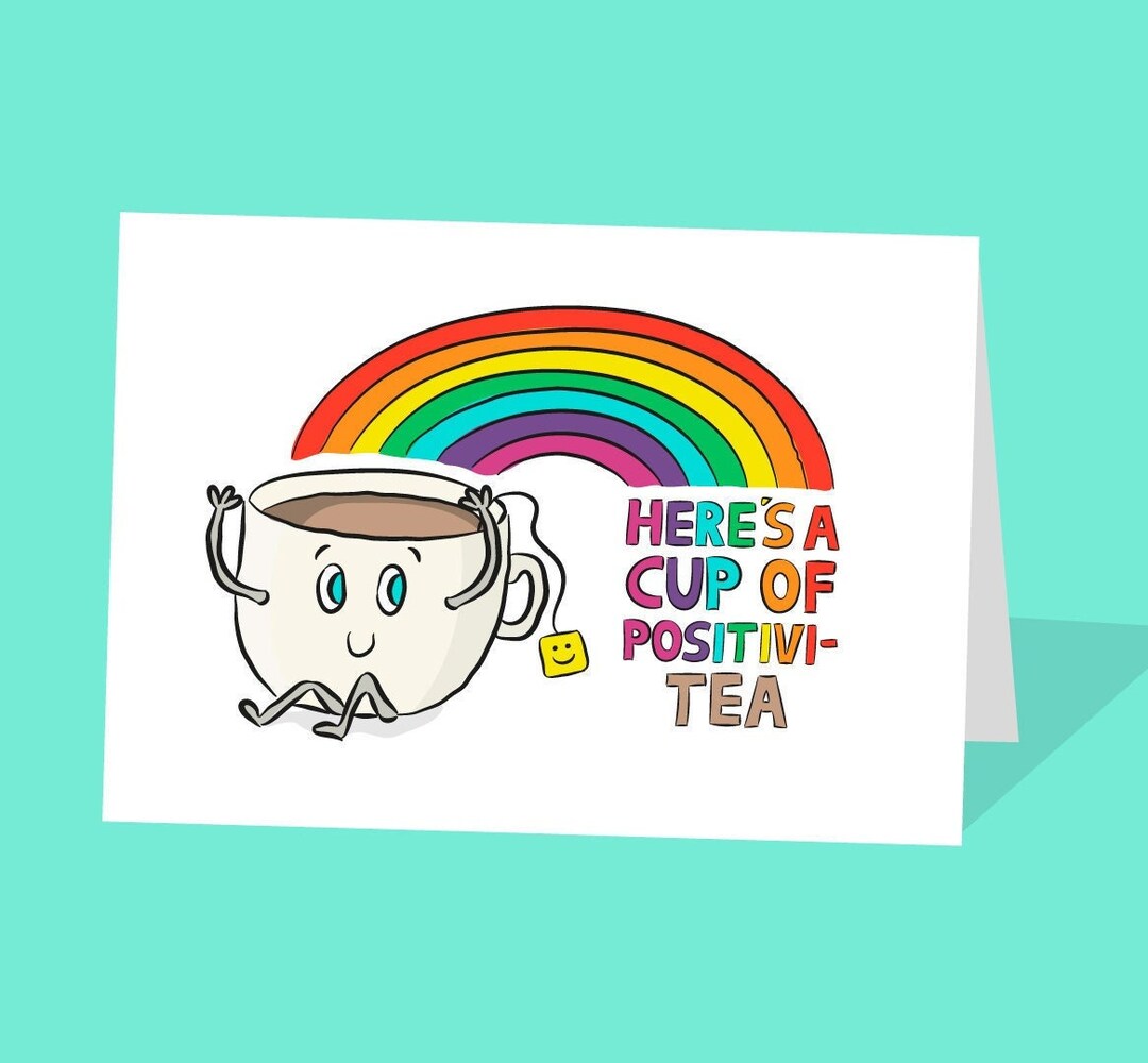 Cup of Tea Positivity Card – Mental Health Support Card, Encouragement ...