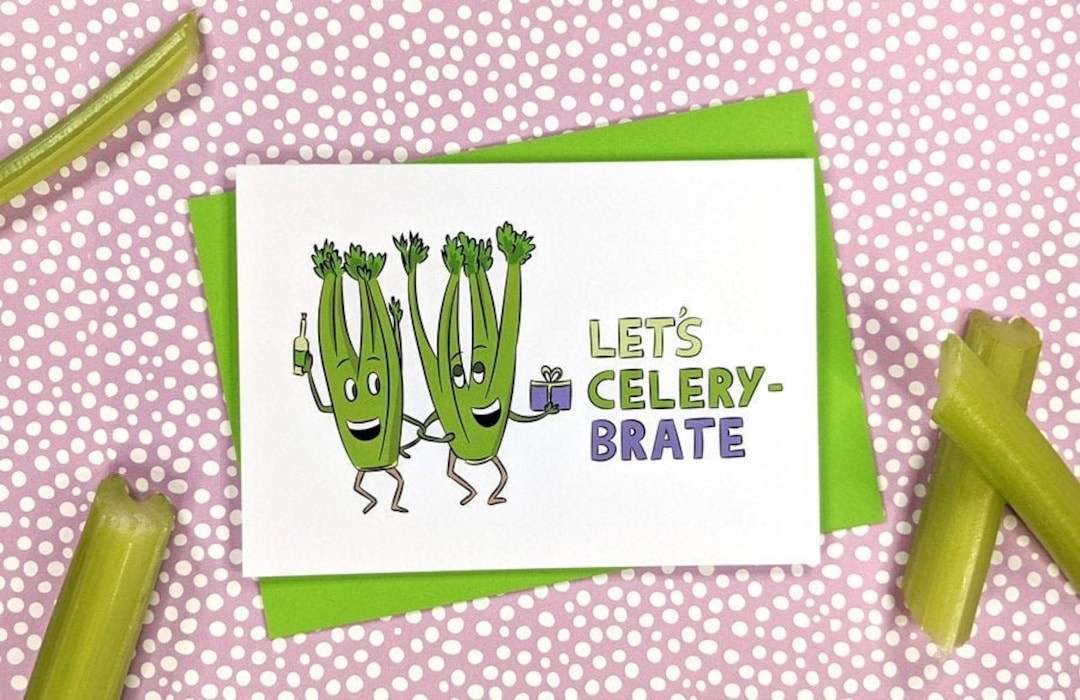 Funny Celery Birthday Card: Vegan Celebration Card, Celery Pun ...