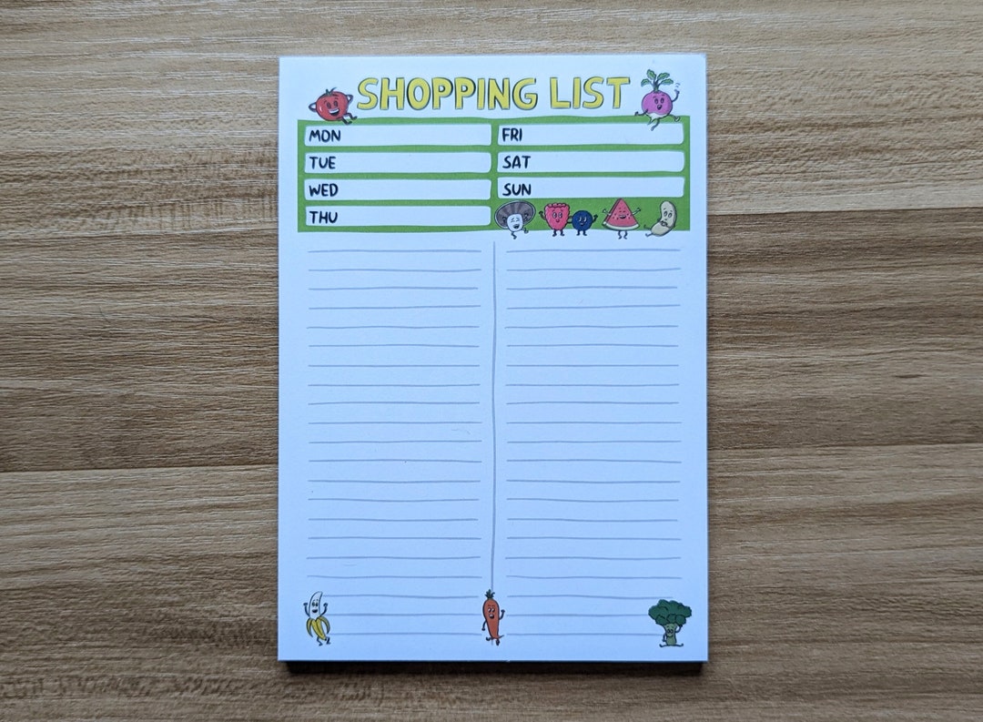 Shopping List Notepad Groceries Notepad Shopping Pad Meal Planner ...