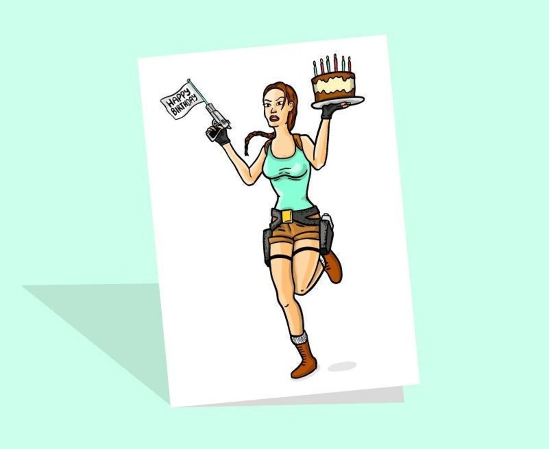 Tomb Raider Card | Lara Croft Card | Tomb Raider Birthday Card | Lara ...