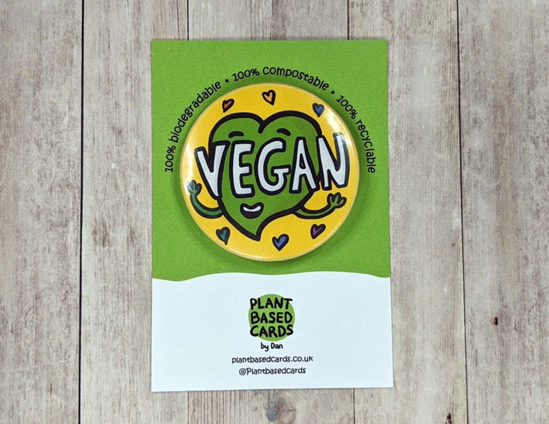 Vegan Badge | Go Vegan | Biodegradable Badge | Pin Badges | Vegan Eco ...