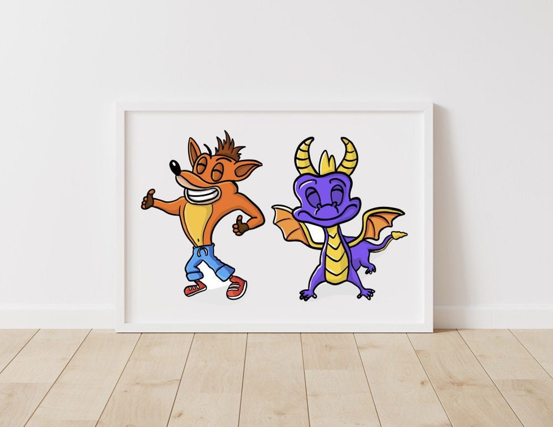 Crash and Spyro Print Crash Bandicoot Wall Art Spyro the Dragon Gaming ...