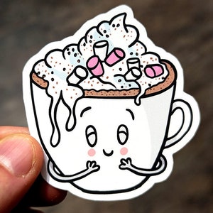 Cute Hot Chocolate Sticker Kawaii Drinking Choc Hot Cocoa Decal ...