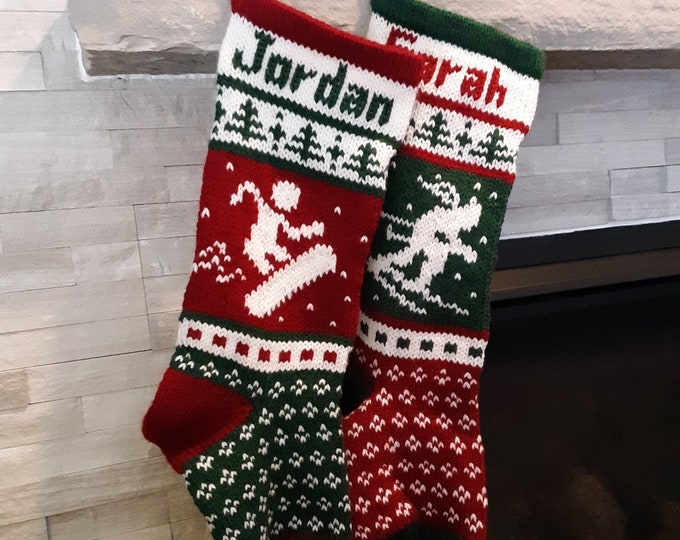 Ski Slopes Needlepoint Christmas Stocking, Ski Resort, Modern ...