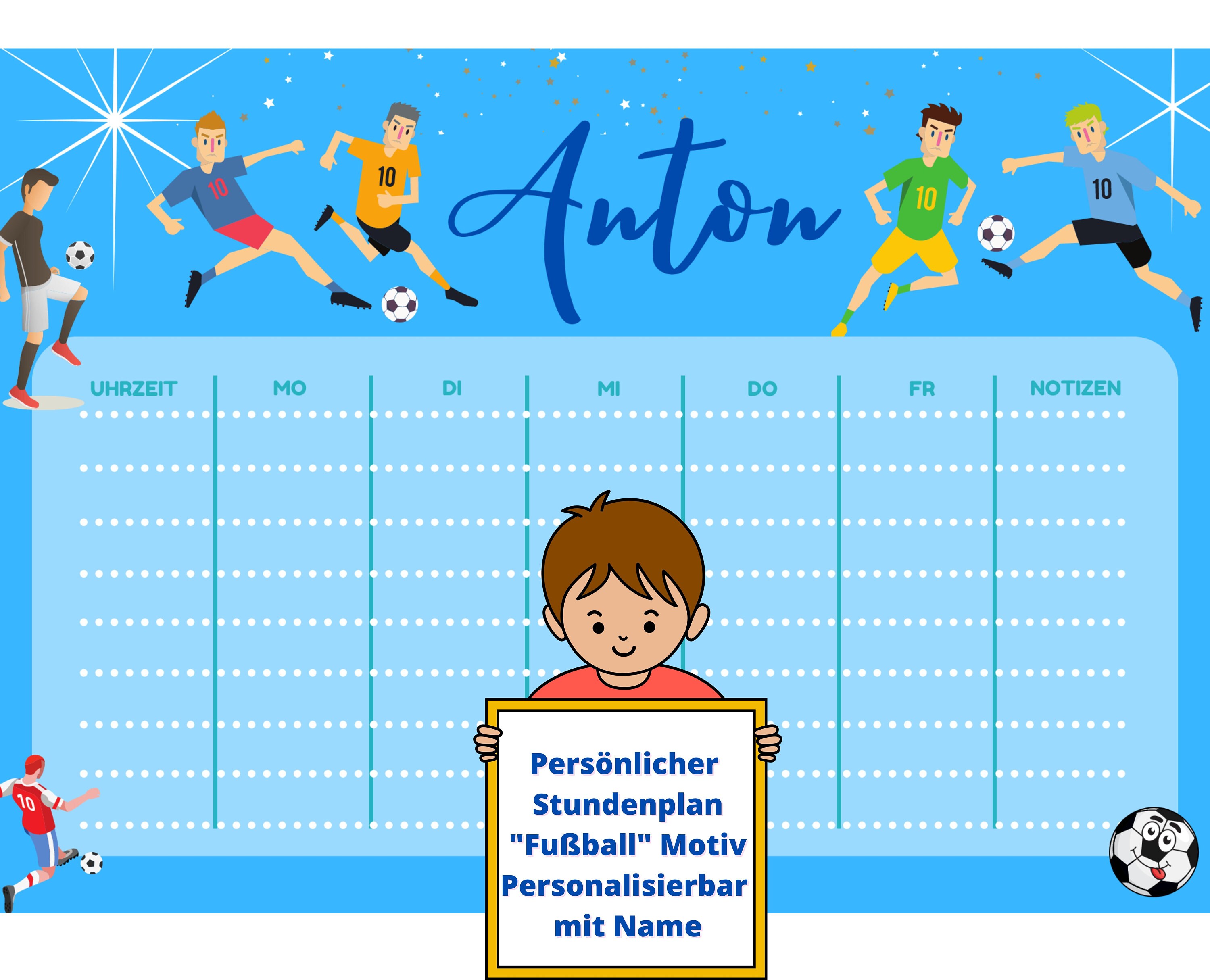 Football Timetable With Name - Etsy