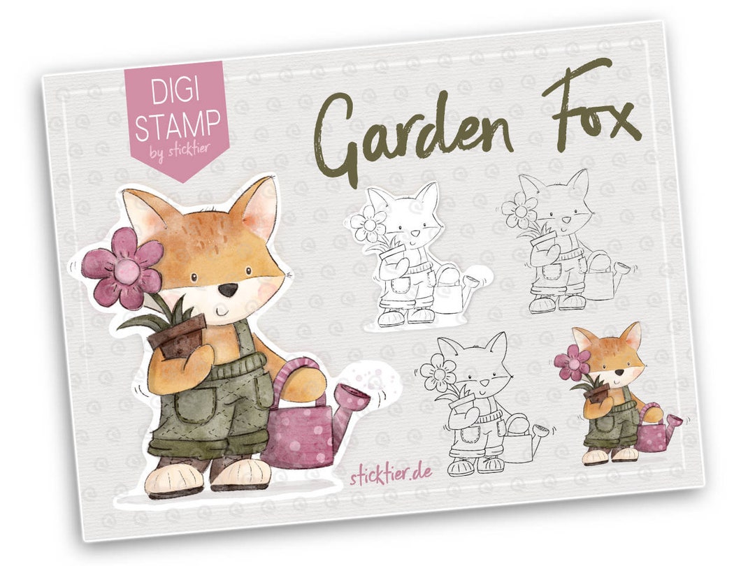 Digi Stamp Garden Fox - Etsy