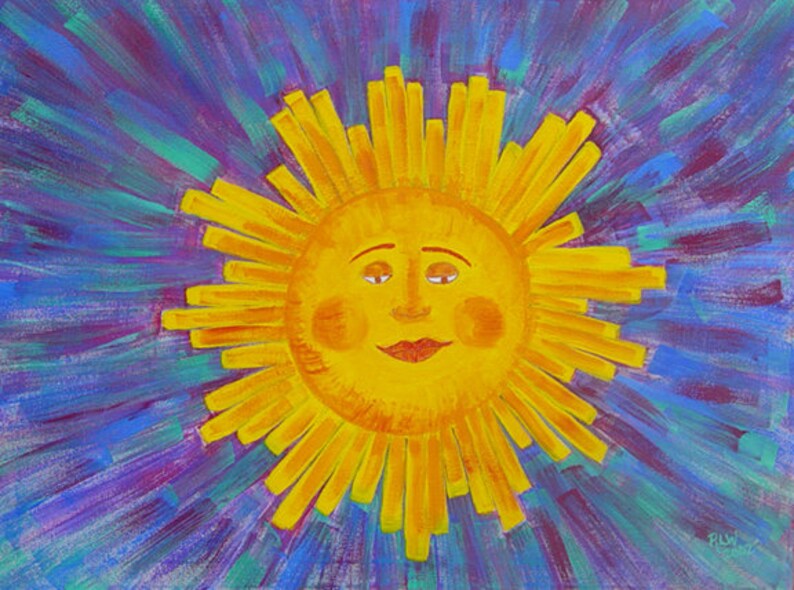 Sunshine Painting/sun Painting/sunshine Canvas Painting/children's Wall ...