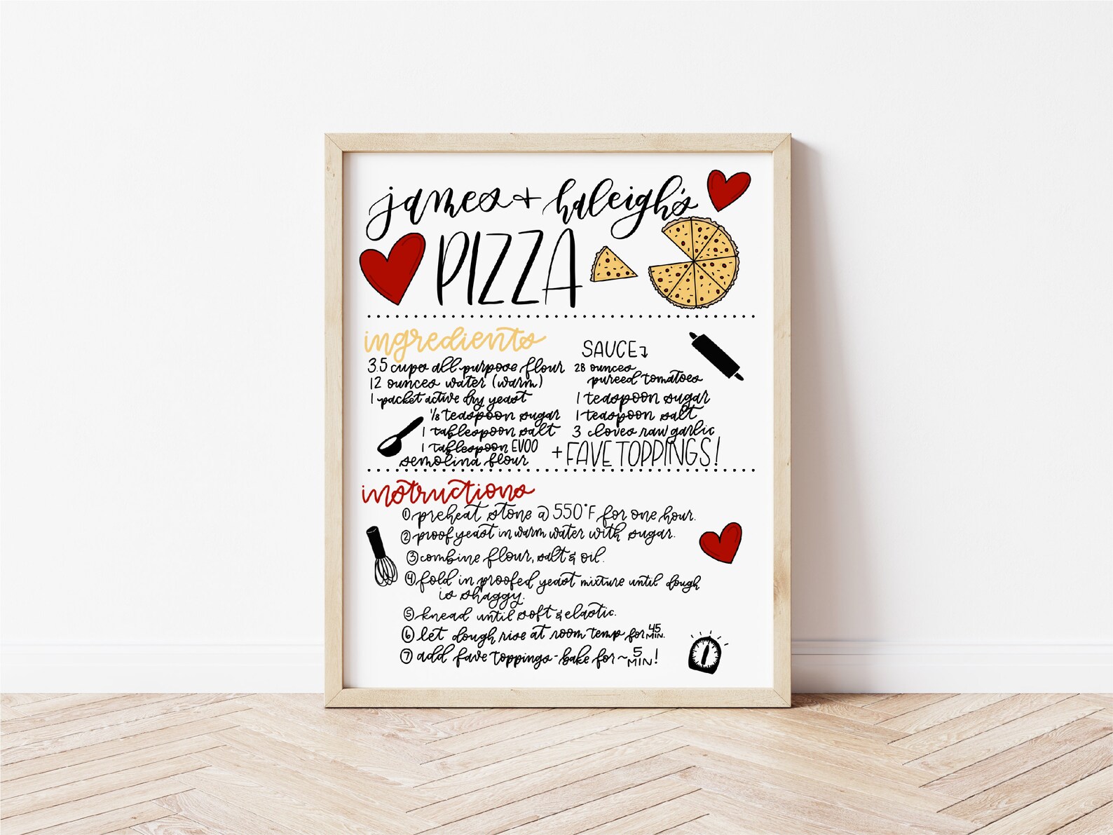 Impresión de receta con letras de mano personalizada | Etsy