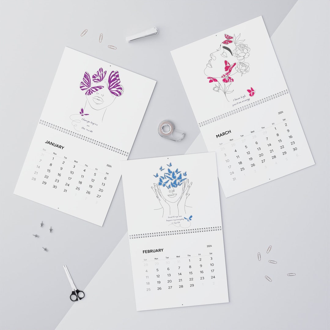2024 Calendar Abstract Lady Face With Butterfly Calendar, Law of ...