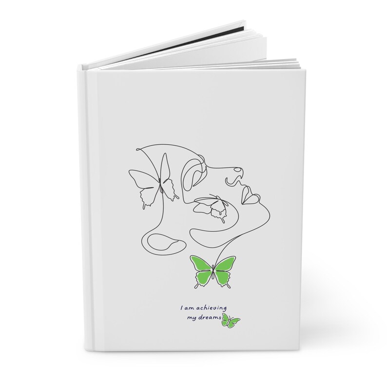 Manifestation Journal: Abstract Lady Face With Green Butterfly Design ...