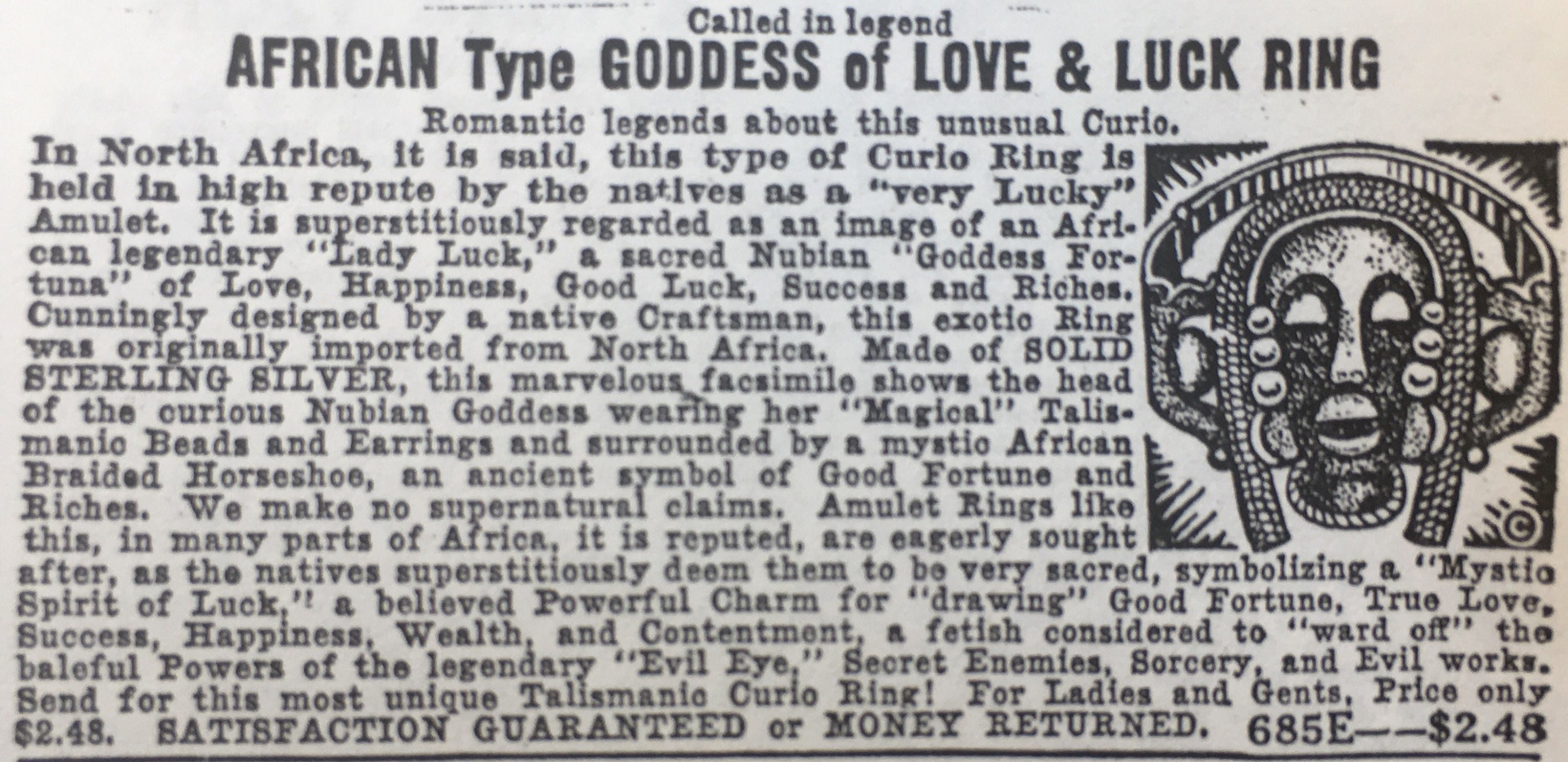 African Goddess of Love & Luck Ring Solid Sterling Silver Plated in 14K ...