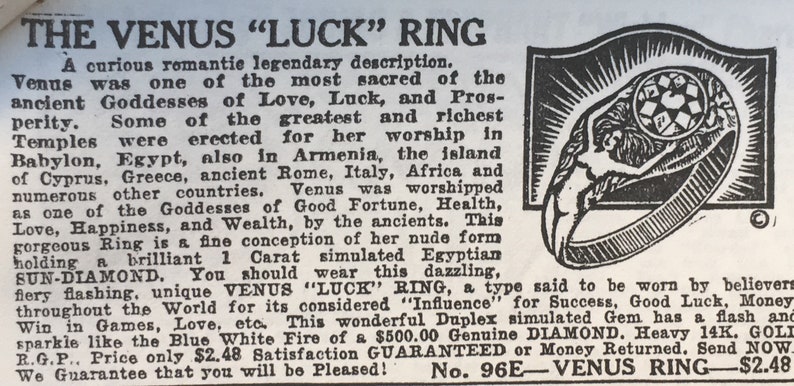 Venus Goddess of Love & Luck Vintage Ring With 1 Carat Egyptian Sun ...