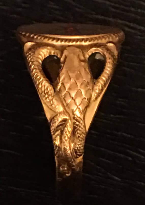 Star of Vishnu Sacred Temple Serpents Luck Ring - Gem