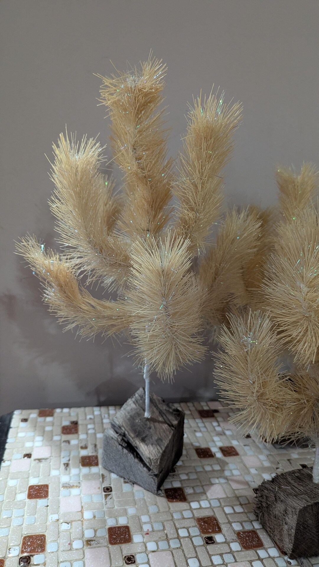 Mini, off White Christmas Tree With Real Wood Stand - Etsy