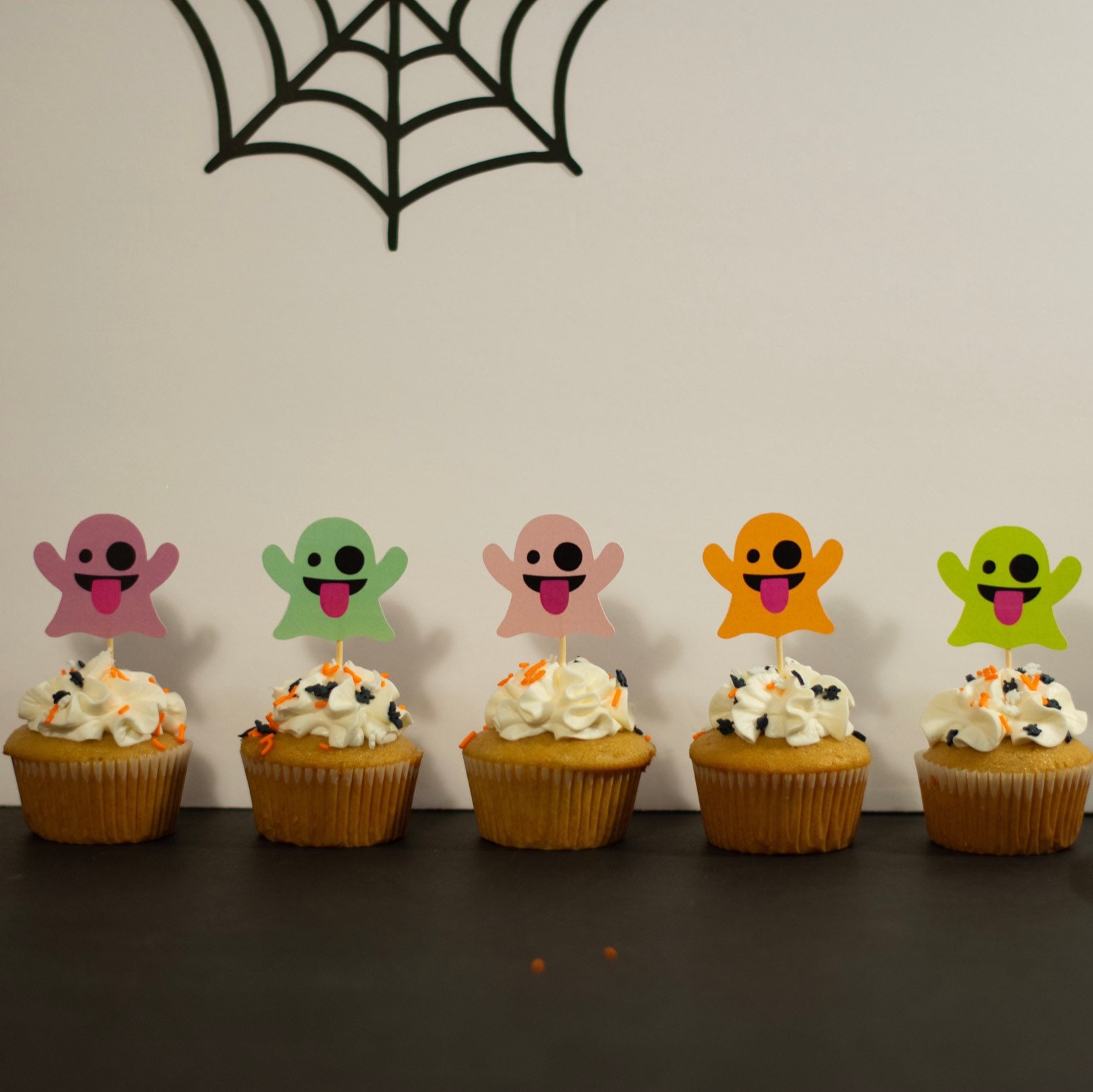Colourful Ghost Cupcake Toppers - Halloween Cupcake Toppers - Halloween ...