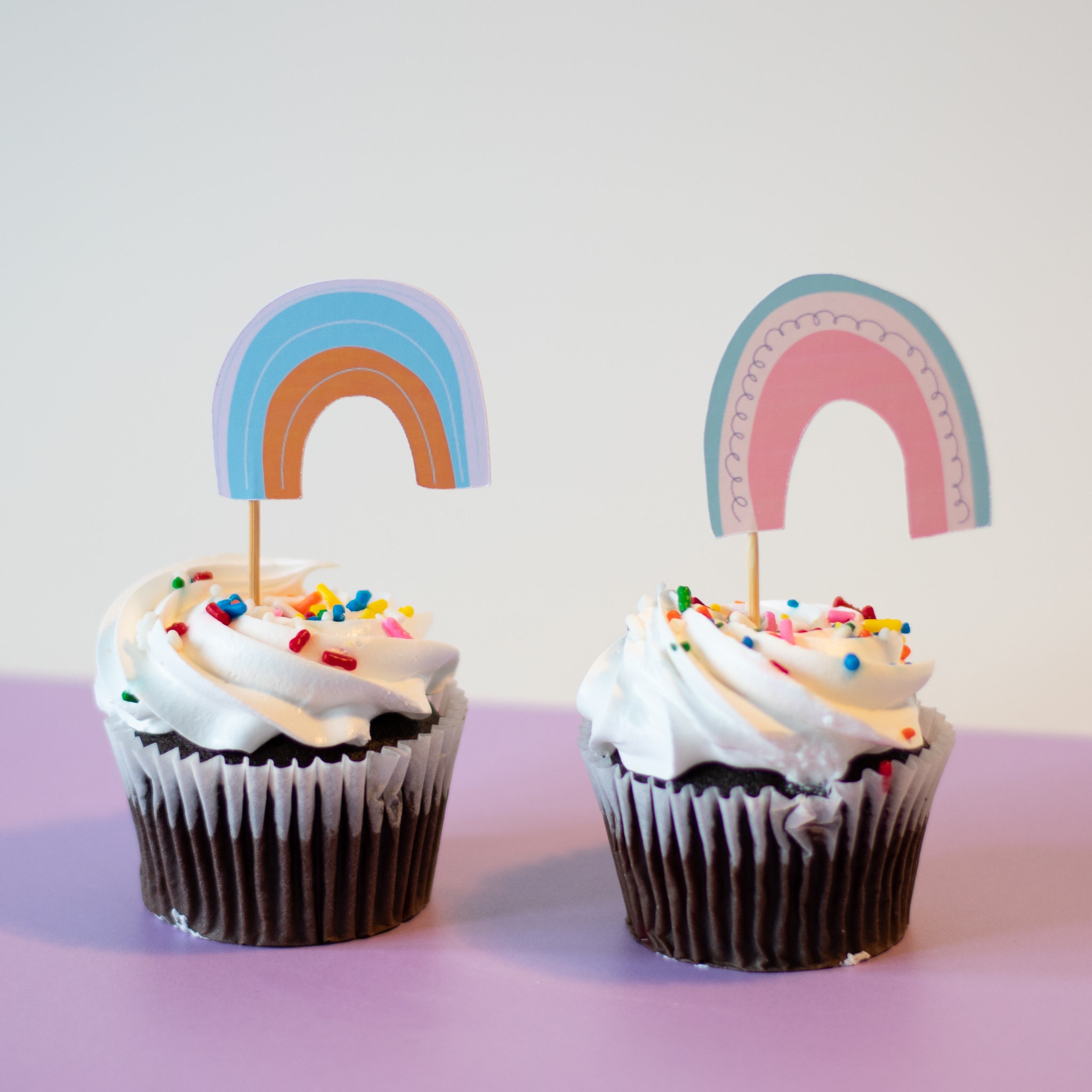 Organic Rainbow Cupcake Toppers - Baby Shower Cupcake Toppers - Neutral ...