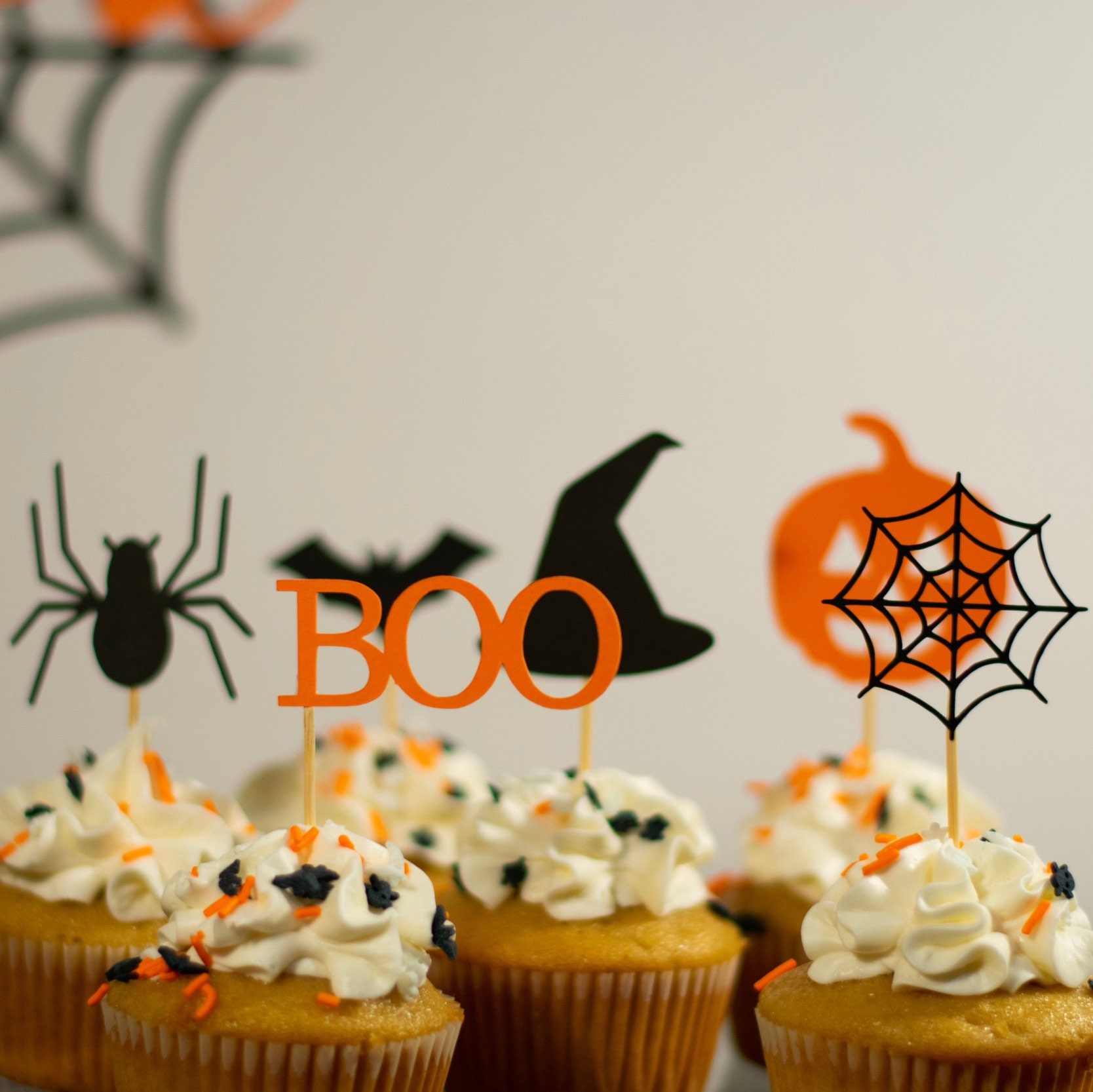 Halloween Cupcake Toppers Halloween Party Decor Halloween - Etsy