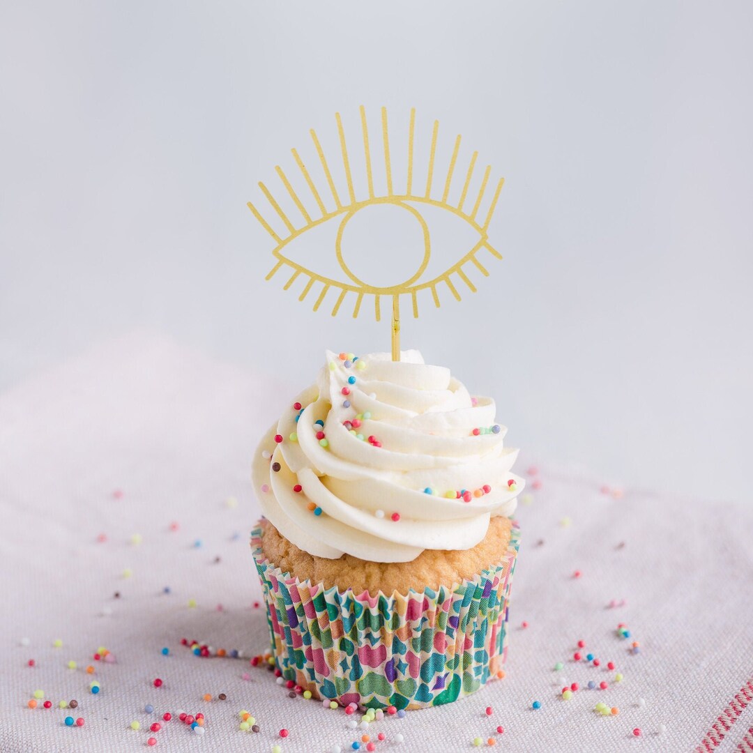 Open Eye Cupcake Toppers - Boho Eye Cupcake Toppers - Eyelash - Lashes ...