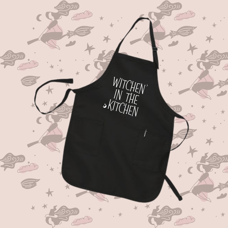 Witchen' in the Kitchen Apron - Witch Halloween Apron - Punny Witch ...
