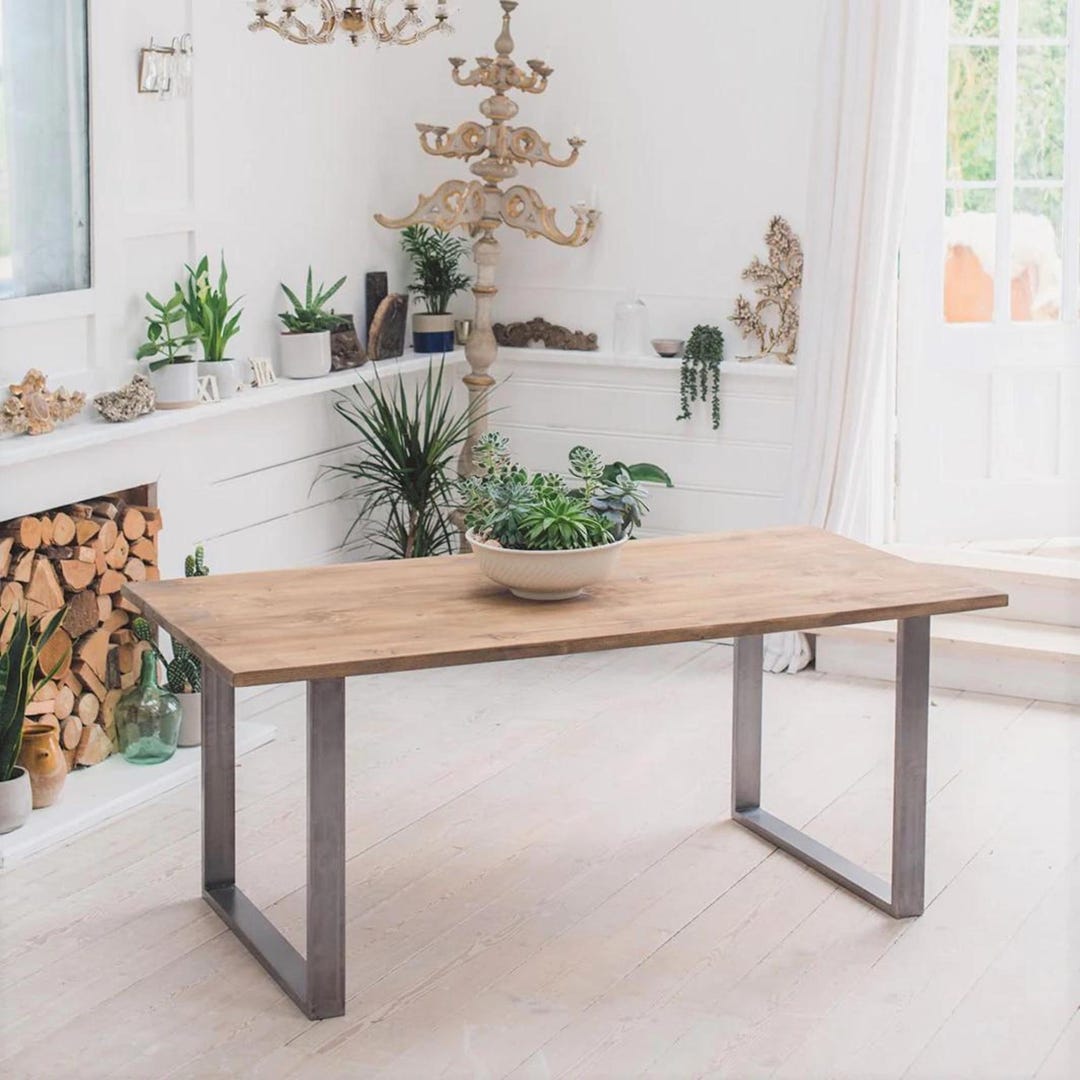 Reclaimed Smithy Dining Table - Rustic Kitchen Table - Metal Legged ...
