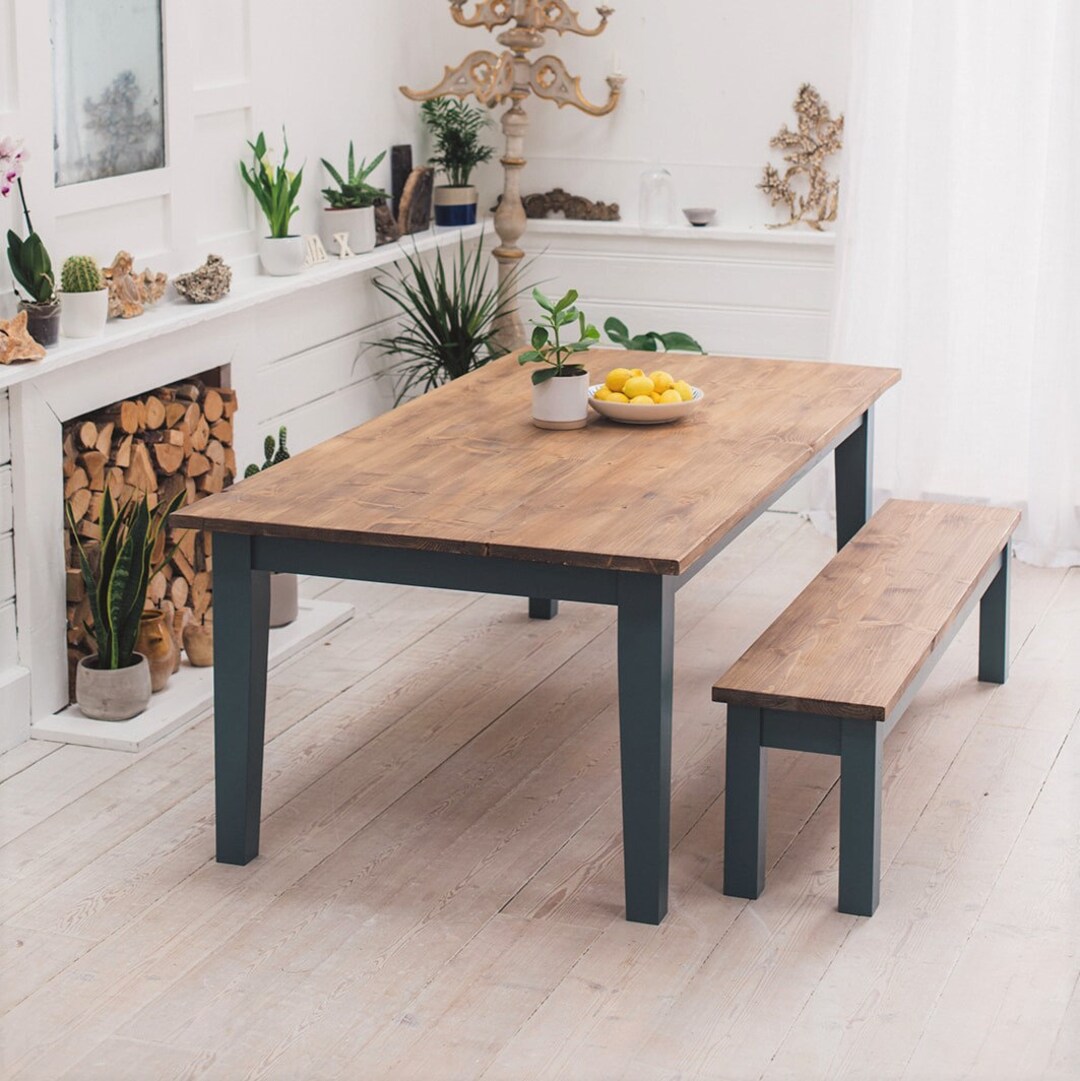 Bakery Table Dining Set With Benches - Rustic Table & Benches - Rustic ...